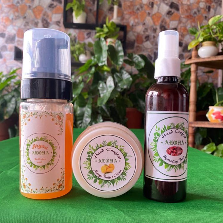 Daily face care combo for dry skin ( Arya FW, Hydrating Toner & Mango ...