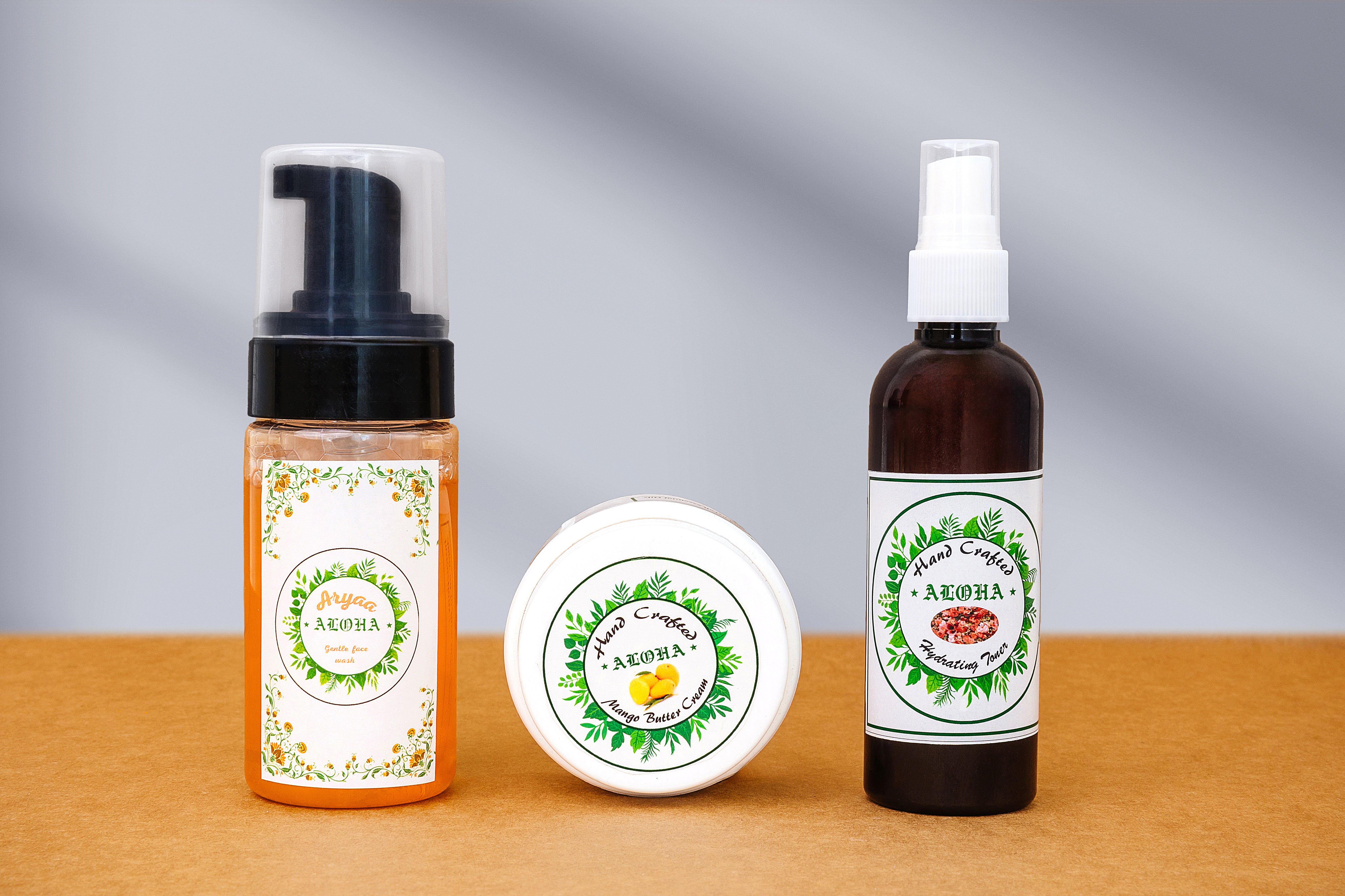 Daily face care combo for dry skin ( Arya FW, Hydrating Toner & Mango ...